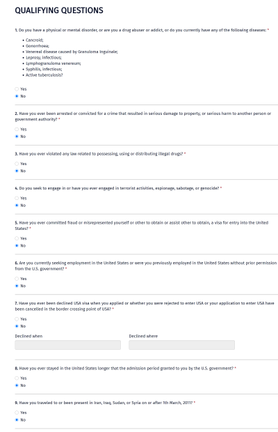 ESTA Form Questions List - What Will You Be Asked & Why? | Esta TO US
