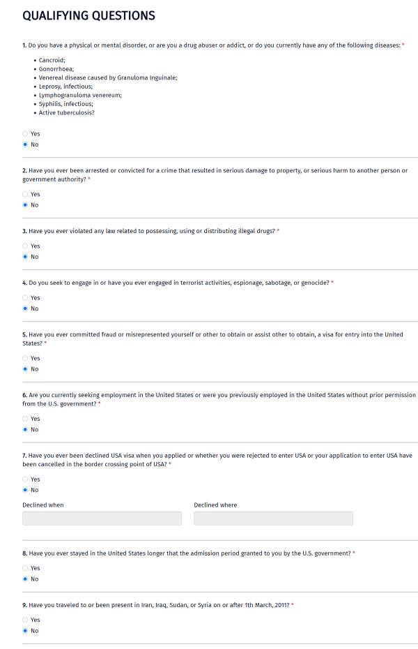 ESTA Form Questions List - What Will You Be Asked & Why? | Esta TO US