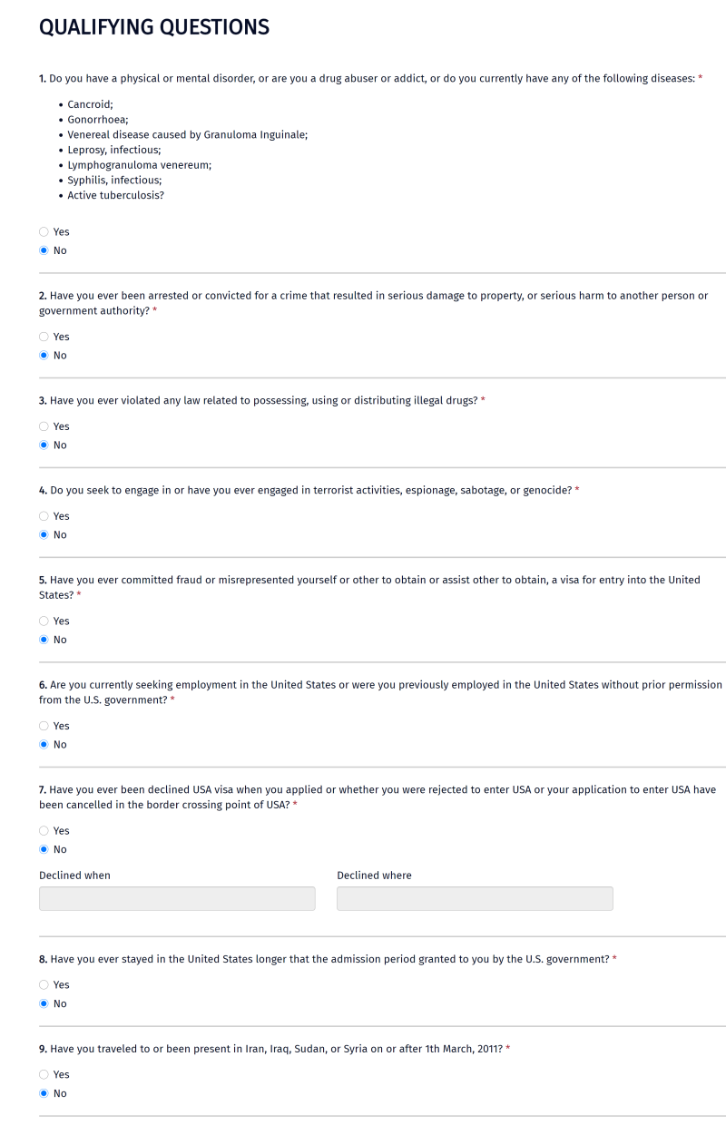 ESTA Form Questions List - What Will You Be Asked & Why? | Esta TO US